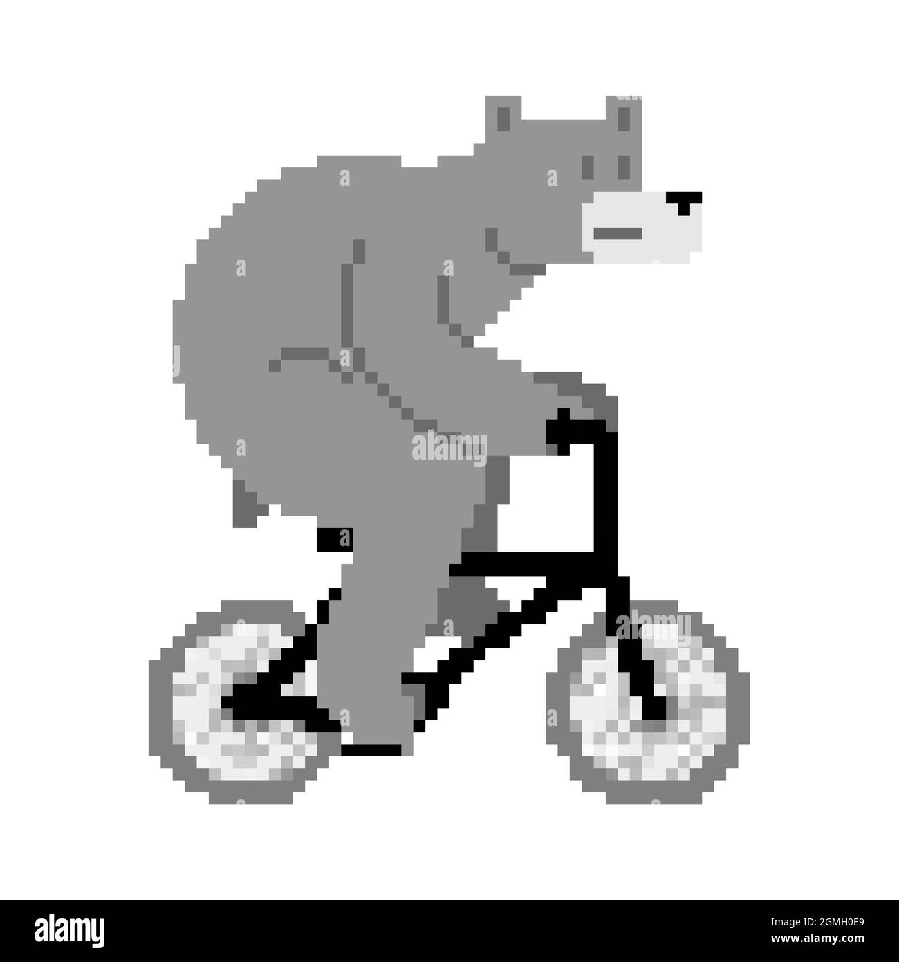 Bear on bicycle pixel art. pixelated Beast is riding bicycle. 8 bit ...