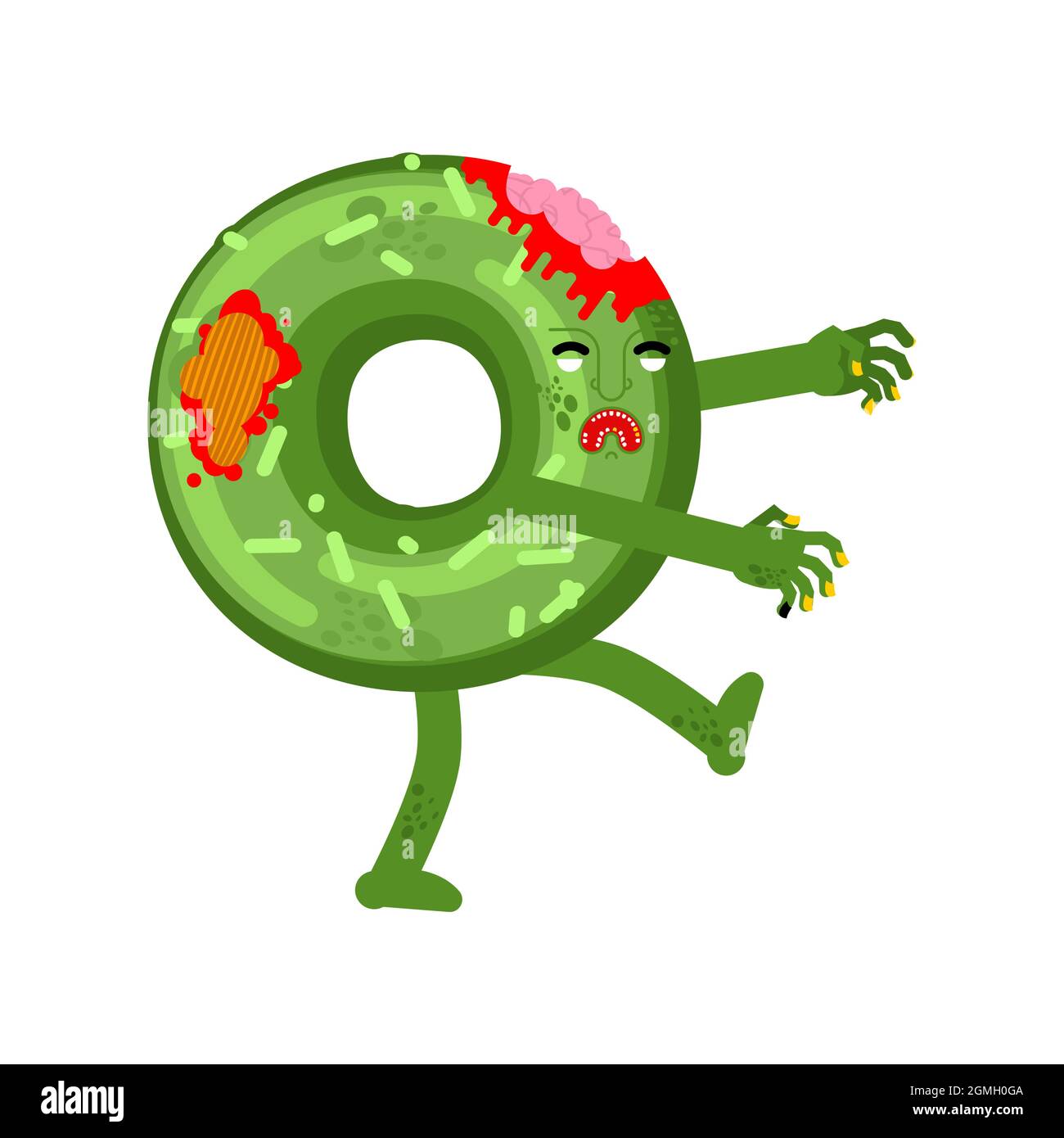 Zombie donut isolated. The sweetness of the dead. Green monster food ...