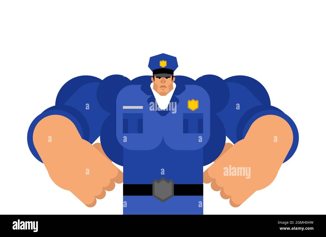 Strong police officer isolated. policeman cop vector illustration Stock ...