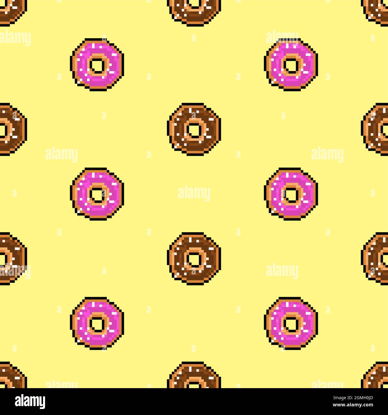 Donut pixel art pattern seamless. pixelated Sweetness background. 8 bit ...