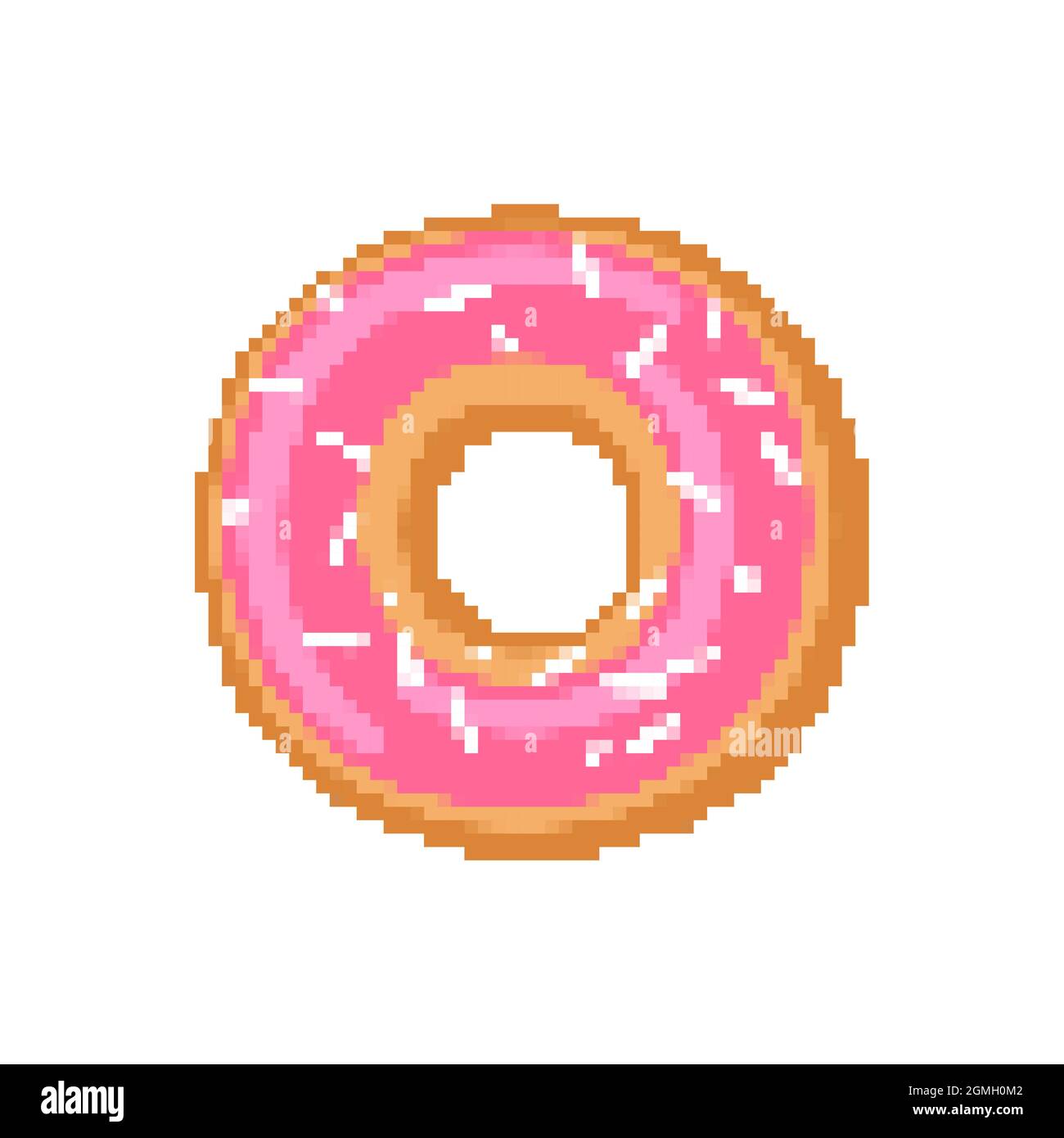 Pink donut pixel art. pixelated Sweetness. 8 bit vector illustration ...