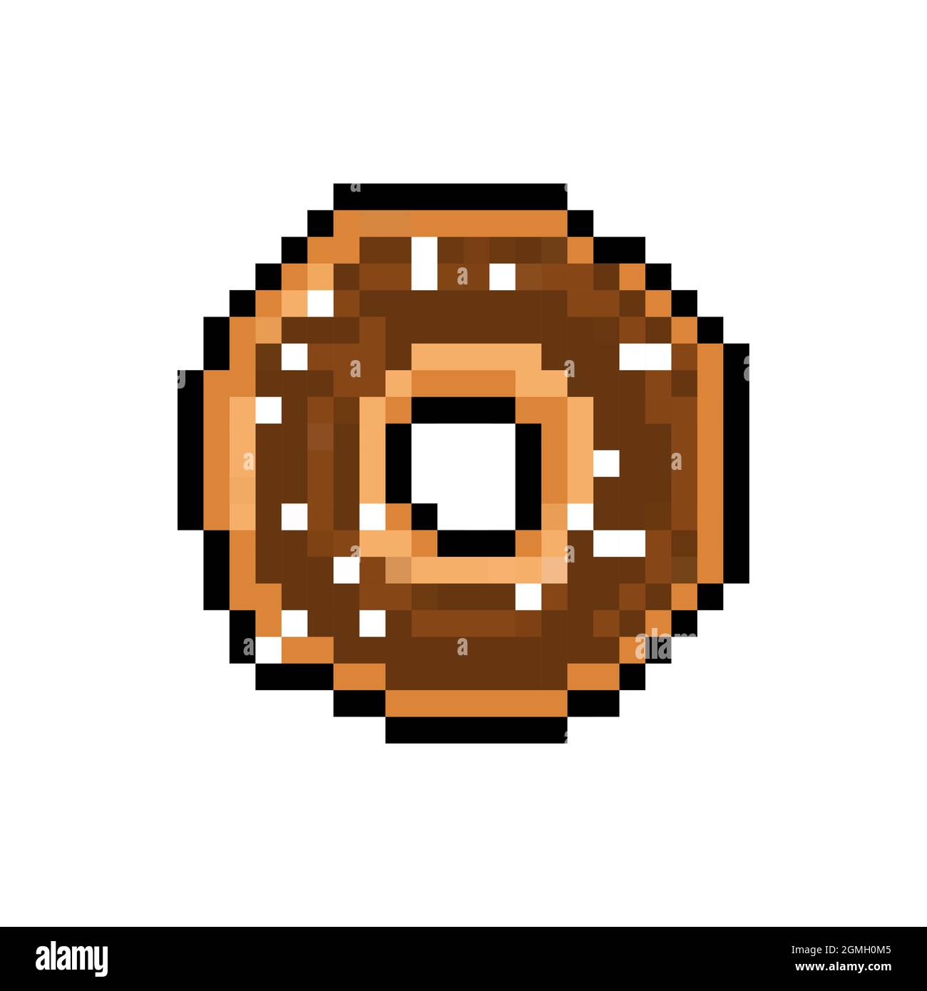 Chocolate donut pixel art. pixelated Sweetness. 8 bit vector ...