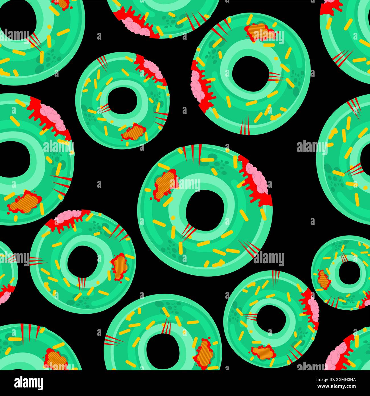 Zombie donut pattern seamless. Sweetness of dead background. Green ...