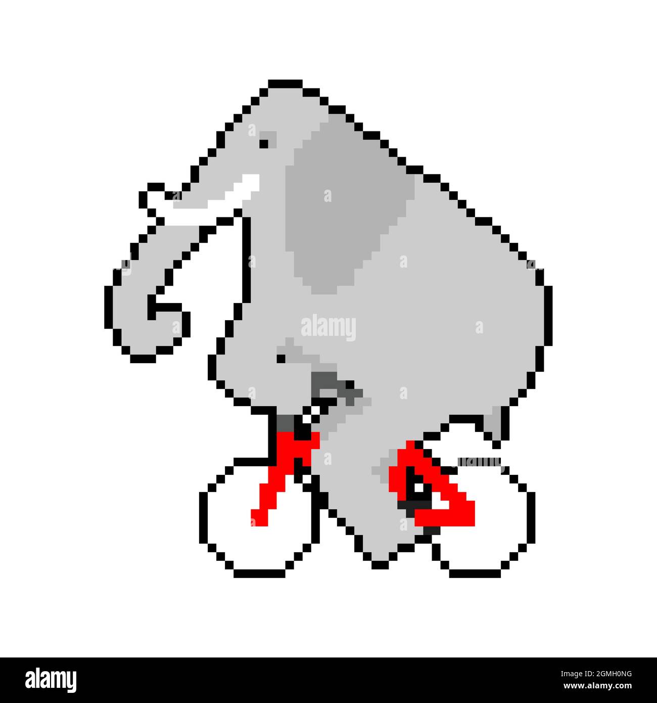 Elephant on bicycle pixel art. pixelated animal is riding bicycle. 8 ...