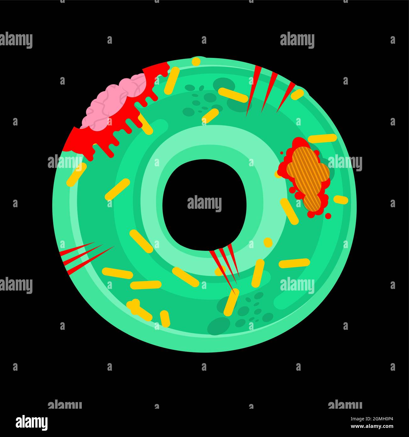 Zombie donut isolated. The sweetness of the dead. Green monster food ...