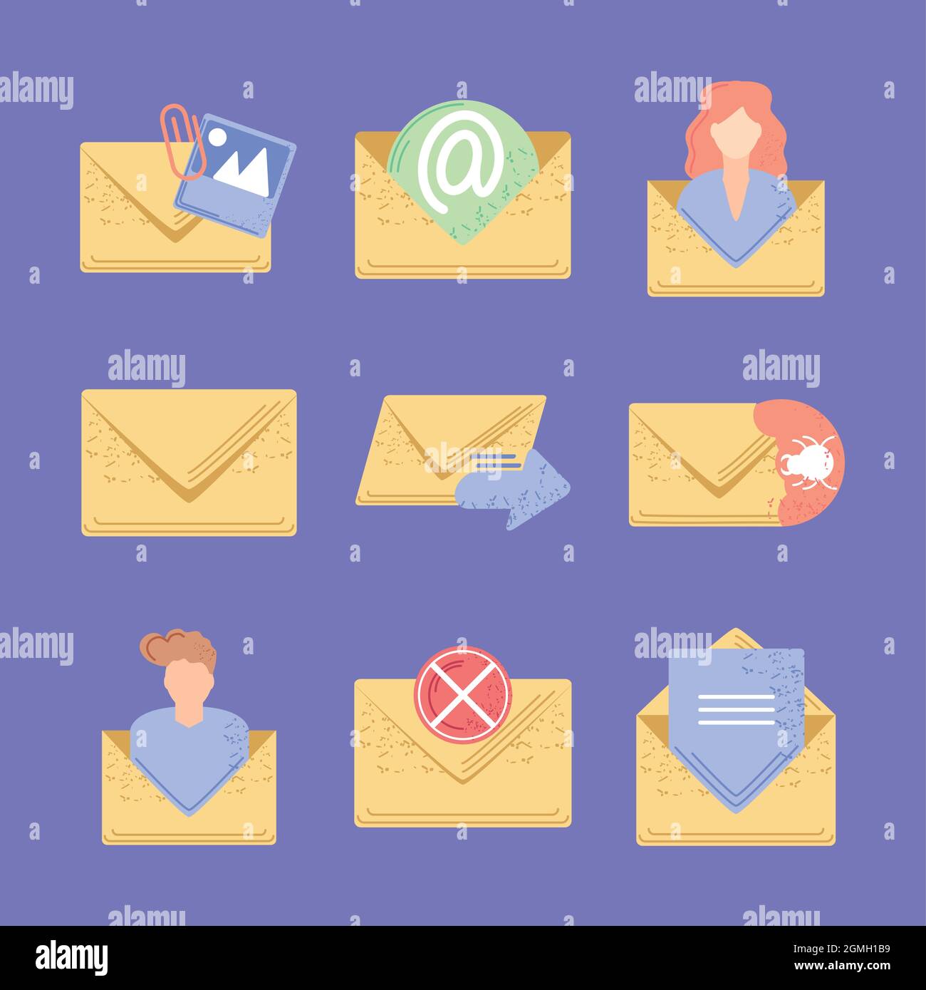 envelope messages icons Stock Vector Image & Art - Alamy