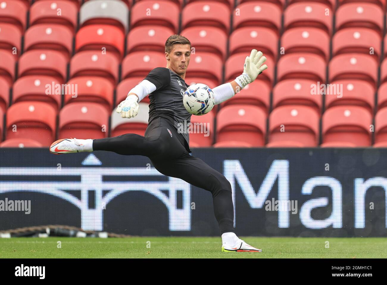 Stuart Moore #13 of Blackpool during the pre-game warmup Stock Photo ...