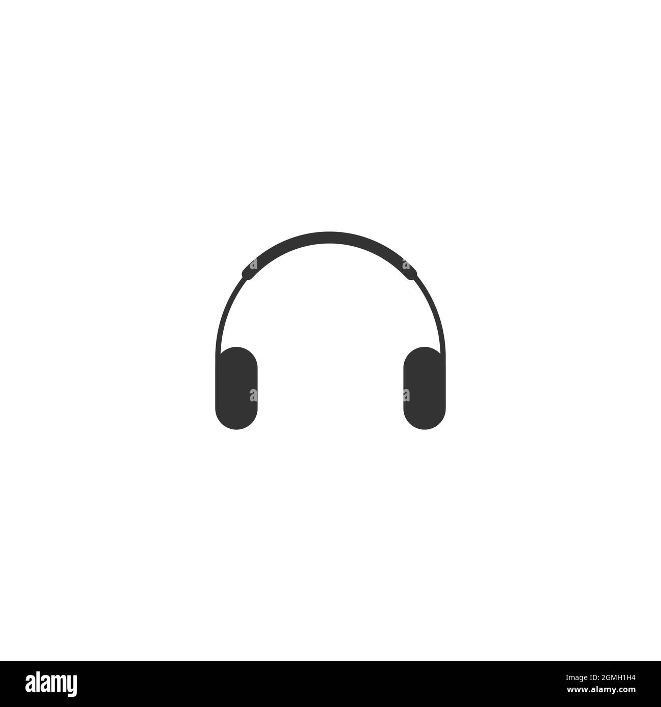 black headphones icon. Flat vector earphones icon isolated on white ...