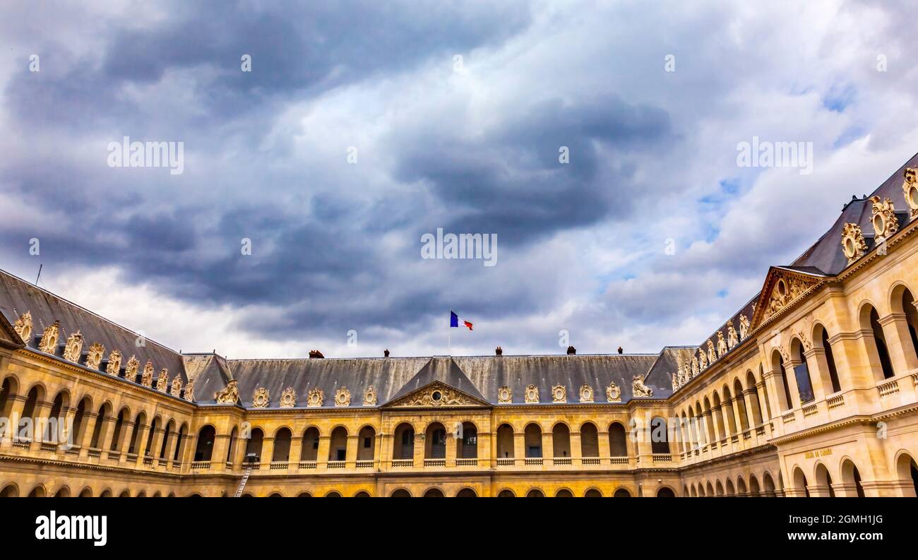 French Flag Courtyard Les Invalides Paris France. King Louis IV created ...