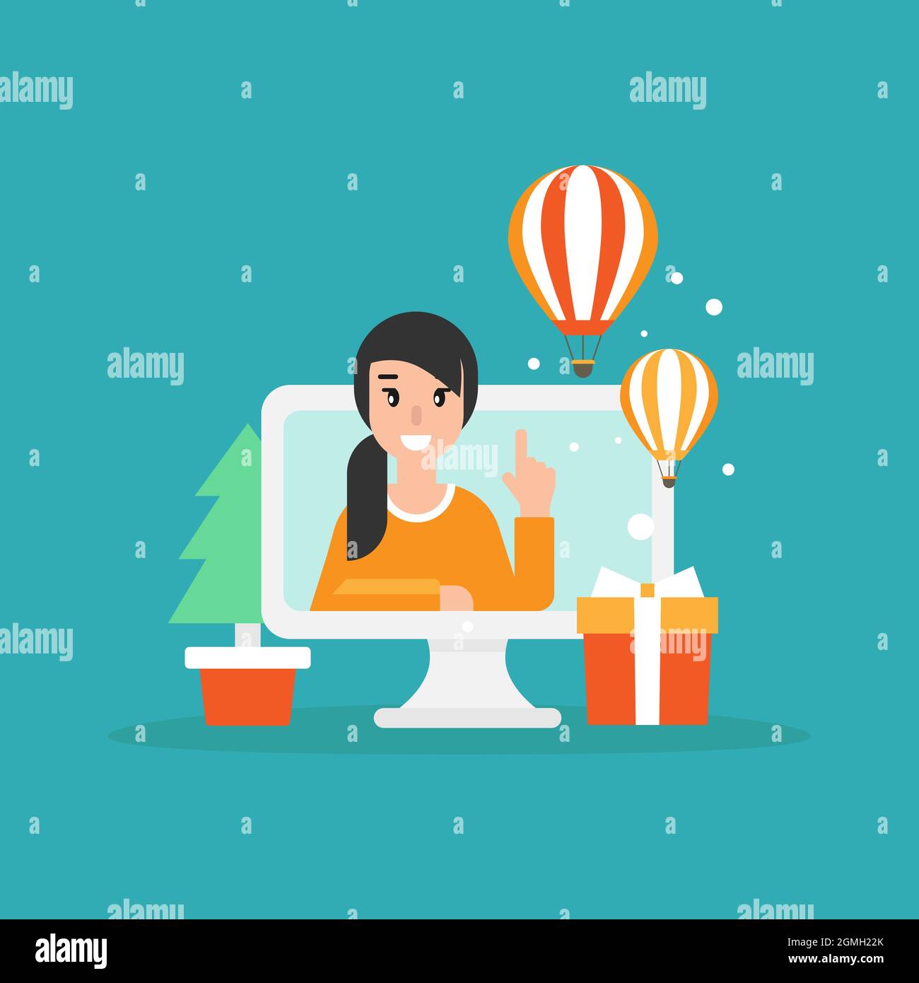 Gift box laptop home Stock Vector Images - Alamy