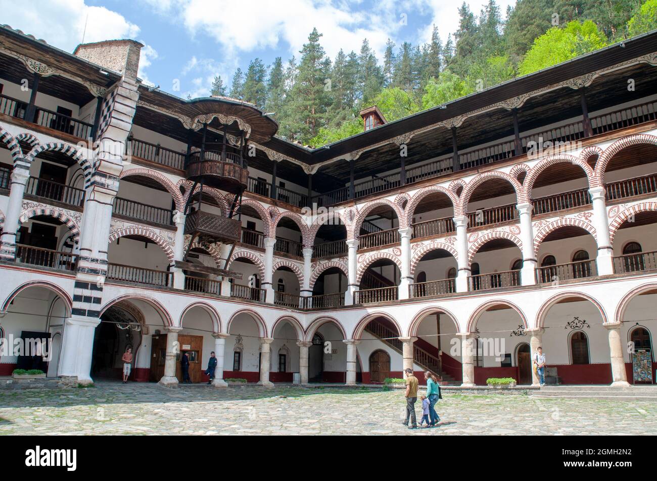View of the interior of the Rila monastery Stock Photo - Alamy