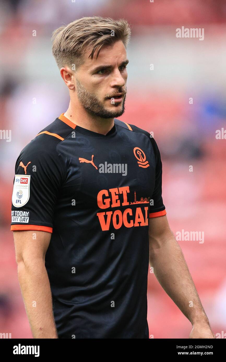 Middlesbrough, UK. 18th Sep, 2021. Luke Garbutt #29 of Blackpool during ...