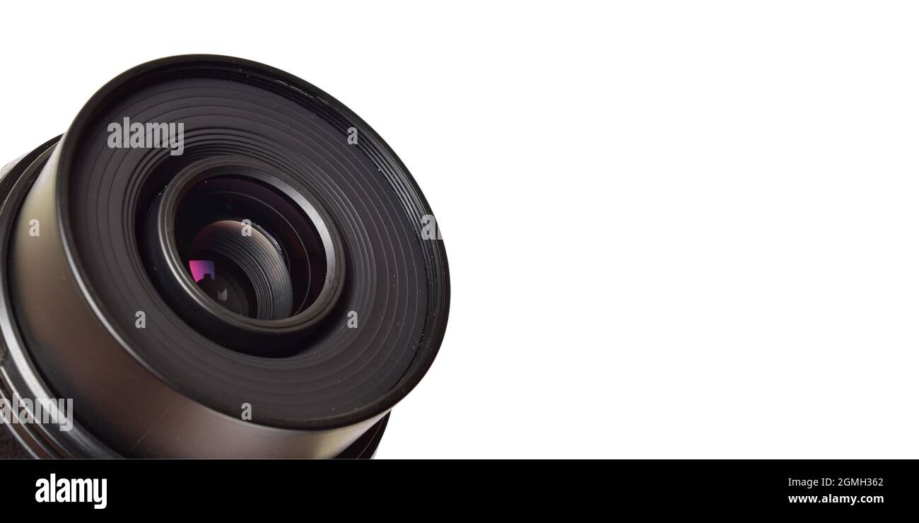 Side View of Digital Camera Lens Isolated on White Background with ...