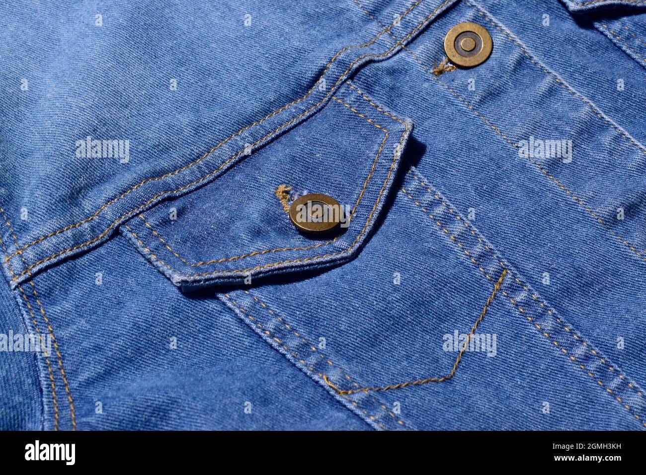 Pocket of Blue Denim Jacket Stock Photo - Alamy