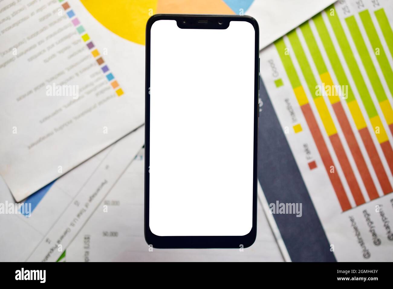 Black Screen Smartphone on Paper Graph, Finance Concept Stock Photo - Alamy