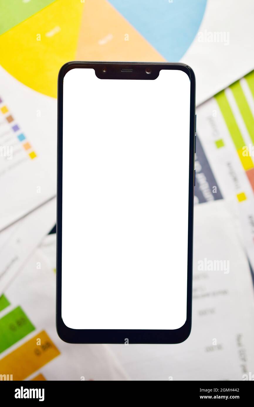 Empty Screen Smartphone on Chart Background Stock Photo - Alamy