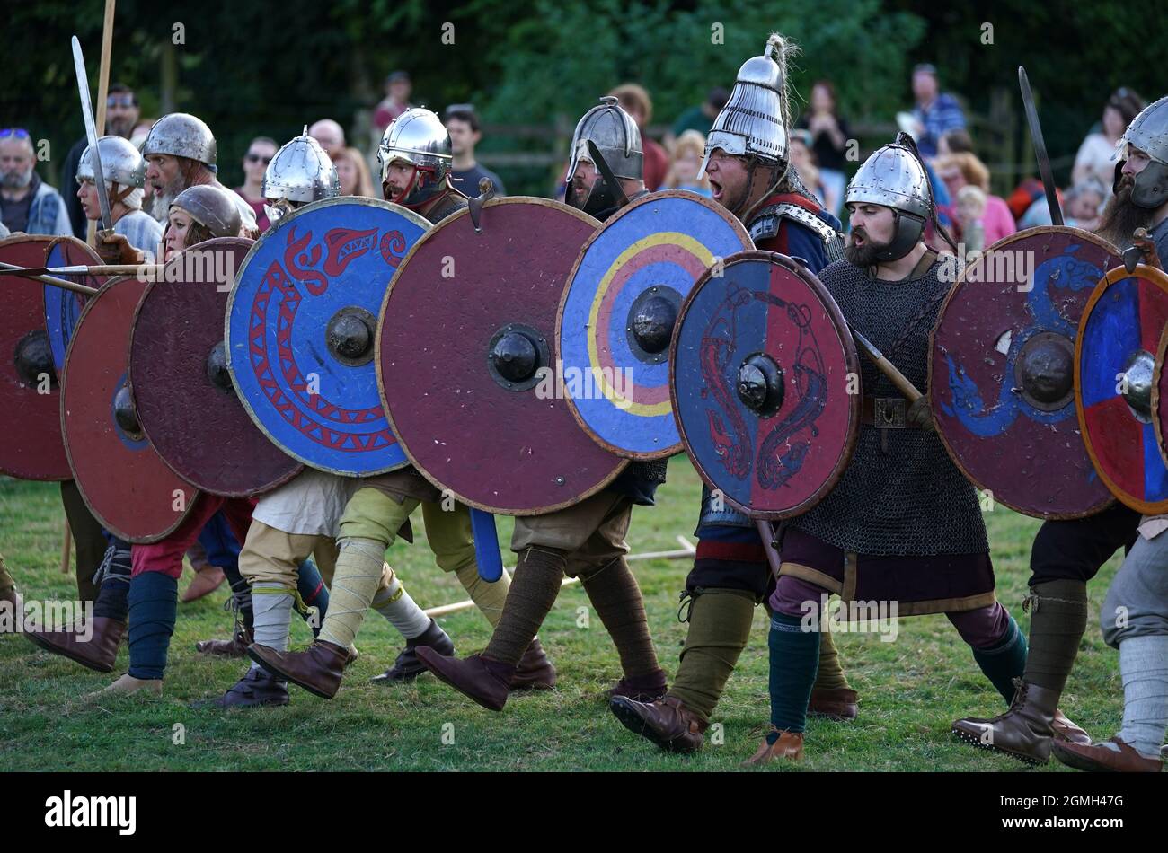 Members of the Herigeas Hundas Saxons living history group face off in ...