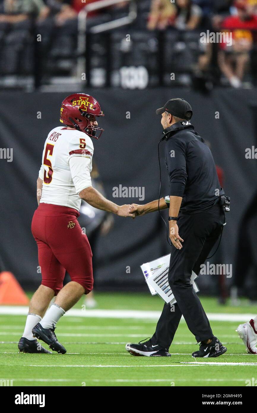 Las Vegas, NV, USA. 18th Sep, 2021. Iowa State Cyclones place kicker ...