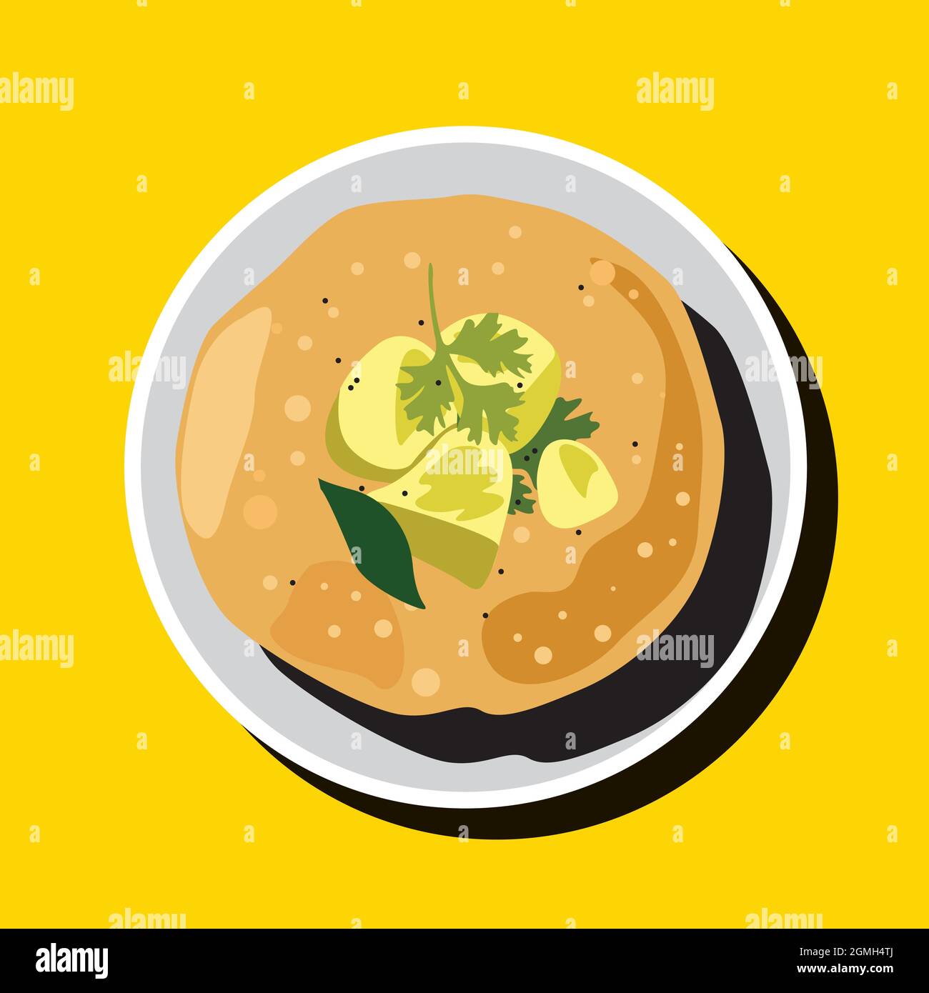 Puri bhaji. Aloo sabzi and Fried Puri. Indian food vector background ...