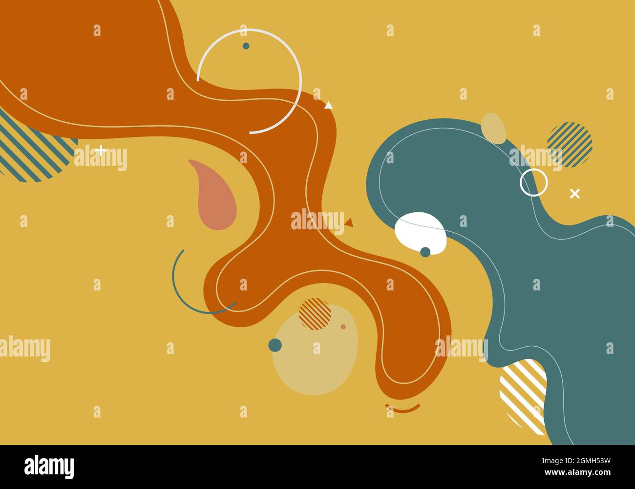 Abstract Modern Template Blue And Orange Organic Dynamic Shapes Elements Compositions Of Colored