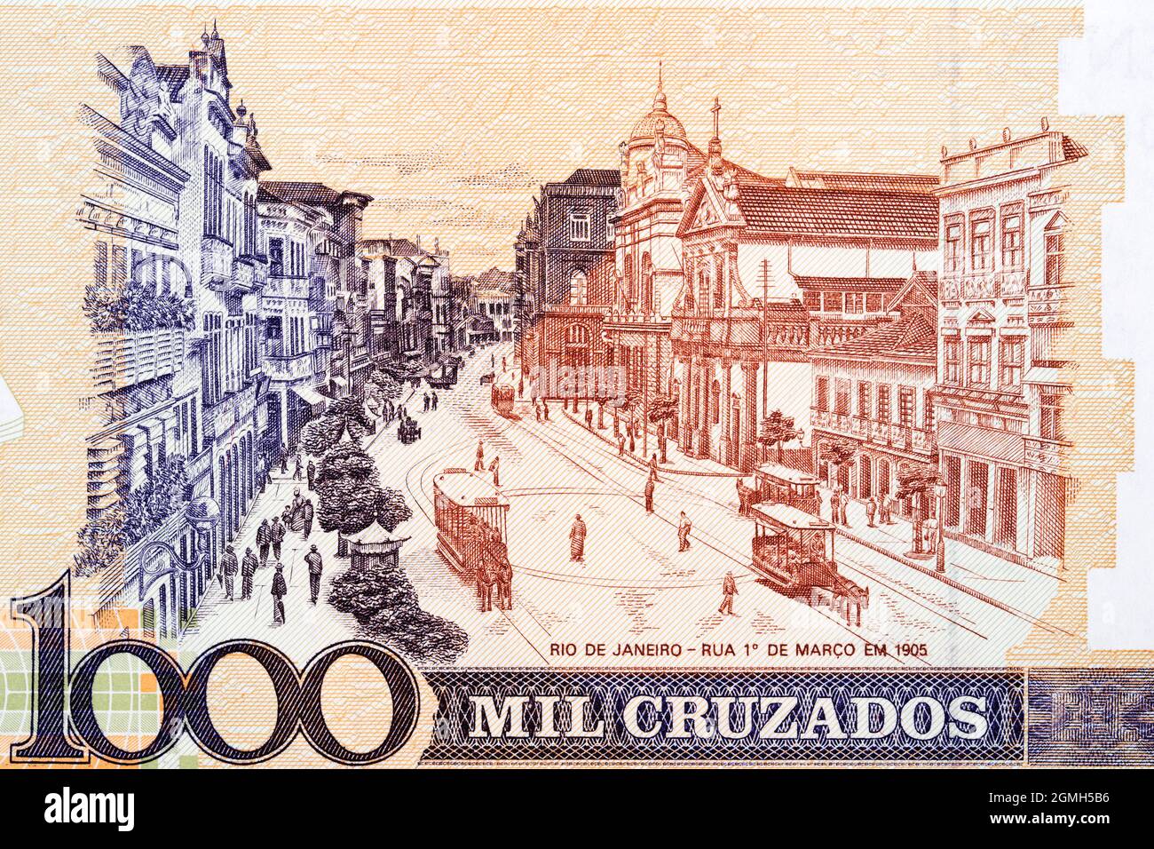 Street scene from old Rio de Janeiro - from old Brazilian money ...