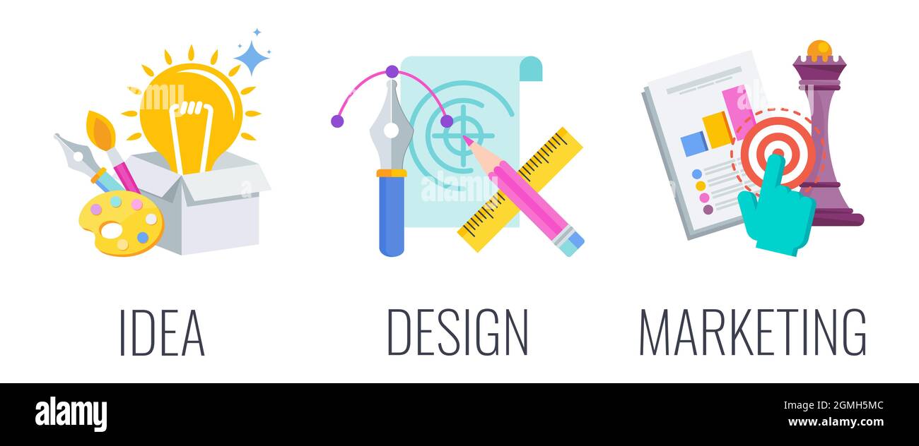Idea, design and marketing icons. Design infographics pictogram Stock ...