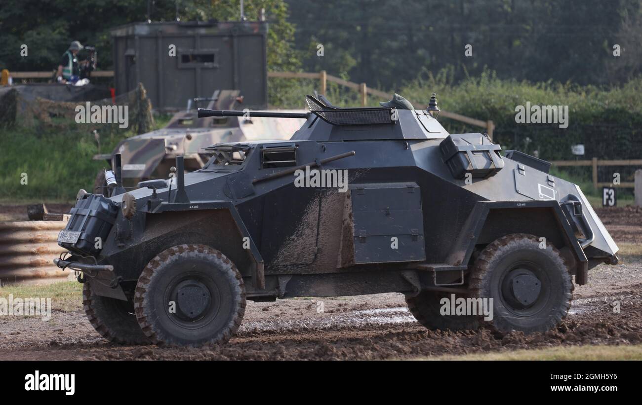 A WW2 German Sd.kfz 222 Armoured Car during a demonstration at ...