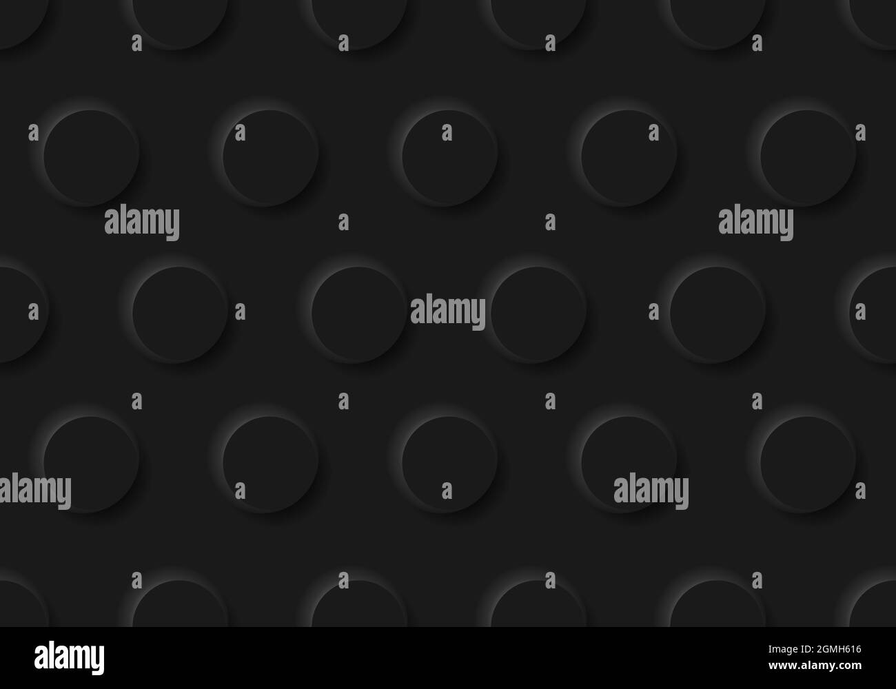 3D black circles embossed seamless pattern on dark background and ...