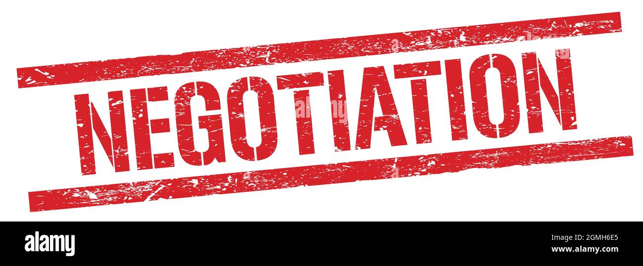 NEGOTIATION text on red grungy rectangle stamp sign Stock Photo - Alamy