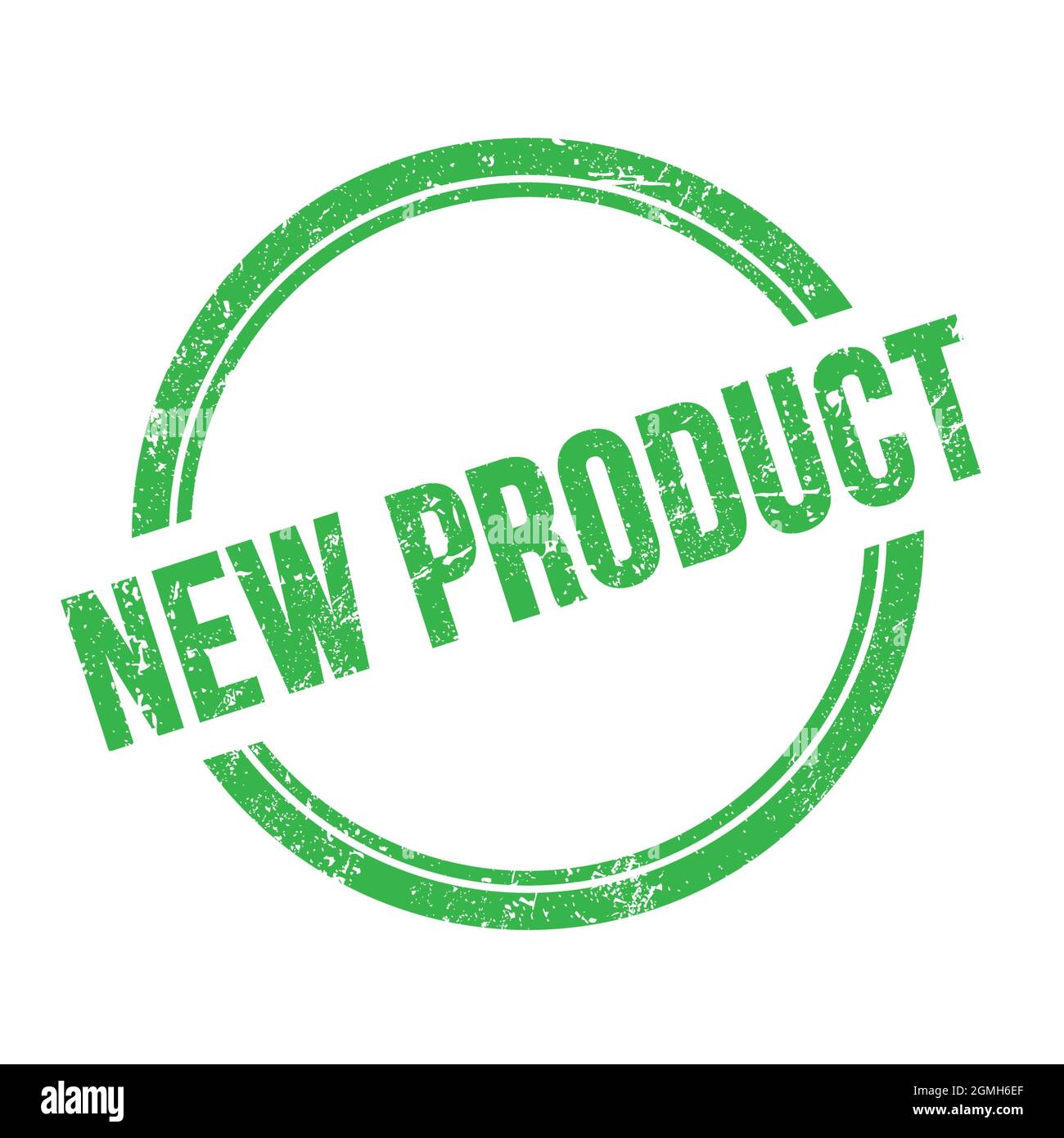 NEW PRODUCT text written on green grungy vintage round stamp Stock ...