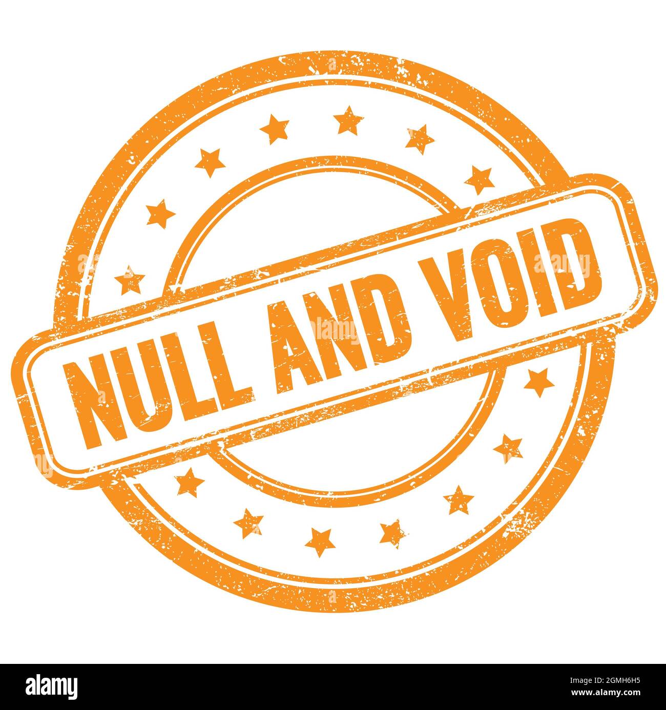 NULL AND VOID text on orange vintage grungy round rubber stamp Stock ...