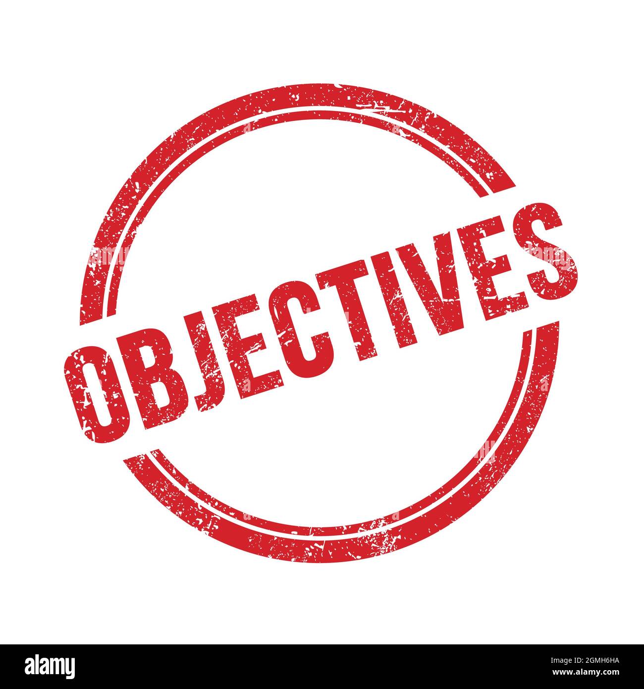 OBJECTIVES text written on red grungy vintage round stamp Stock Photo ...