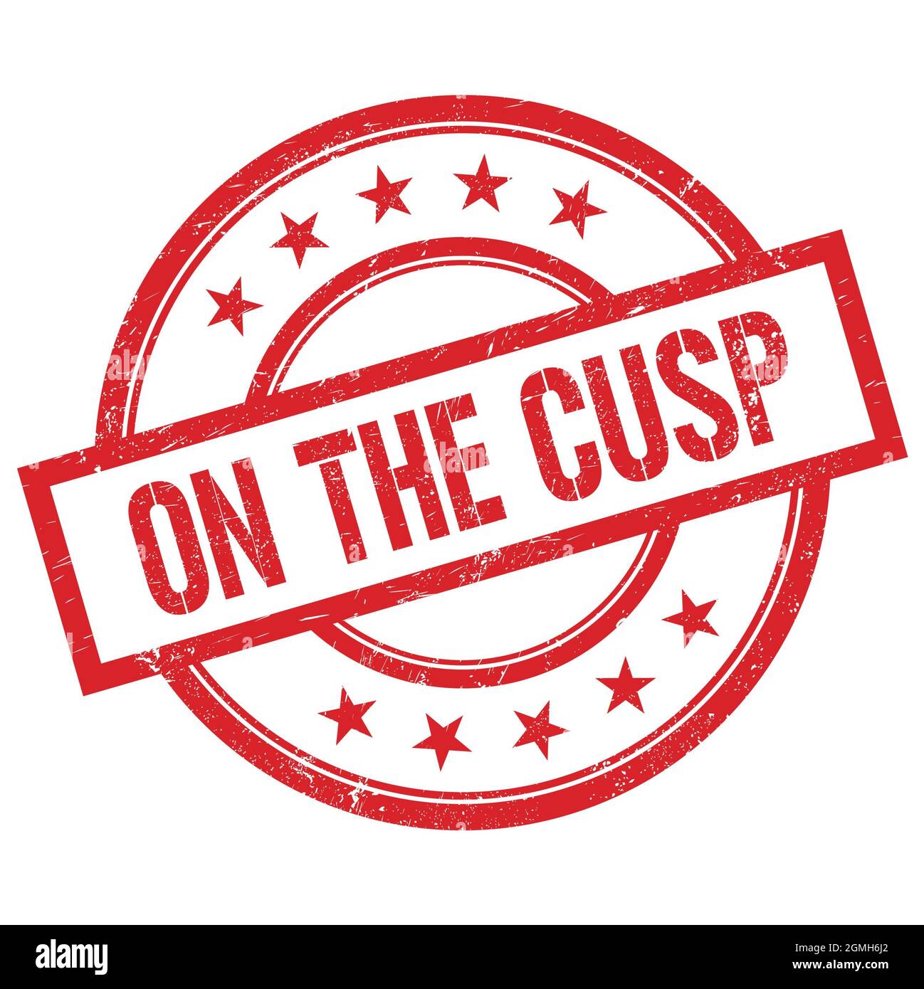 ON THE CUSP text written on red round vintage rubber stamp Stock Photo ...