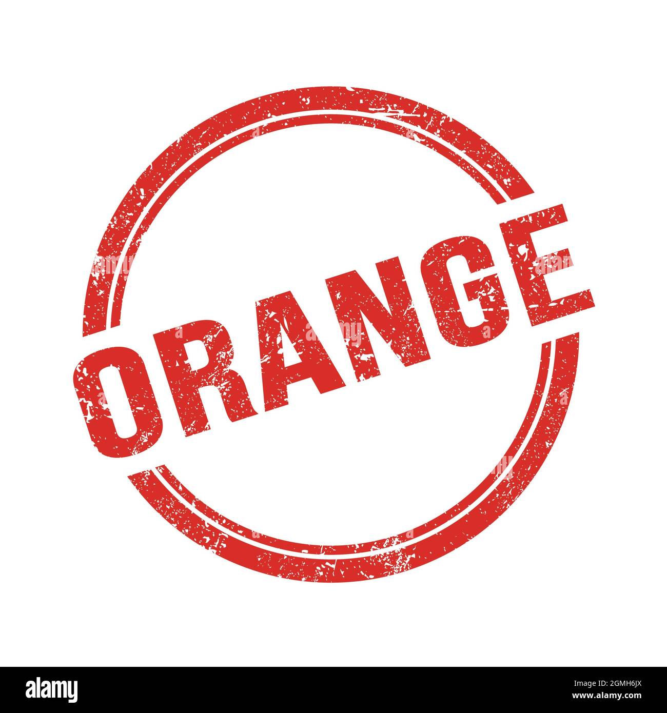 ORANGE text written on red grungy vintage round stamp Stock Photo - Alamy