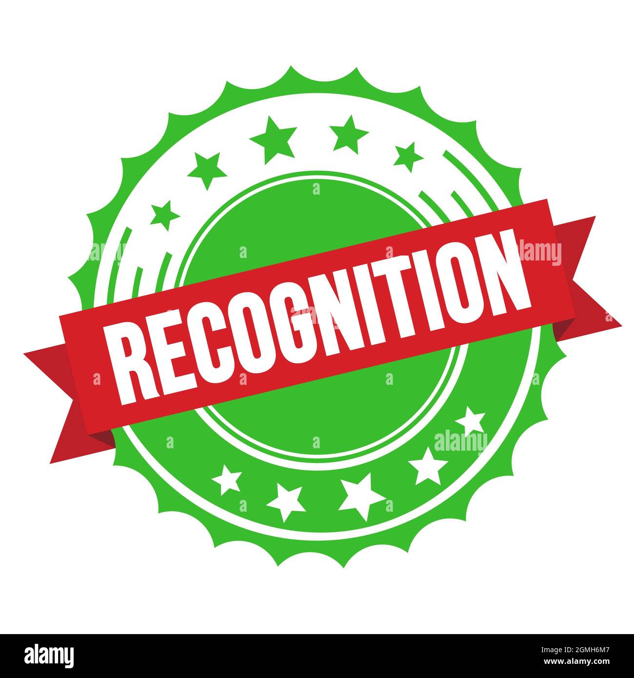 RECOGNITION text on red green ribbon badge stamp Stock Photo - Alamy