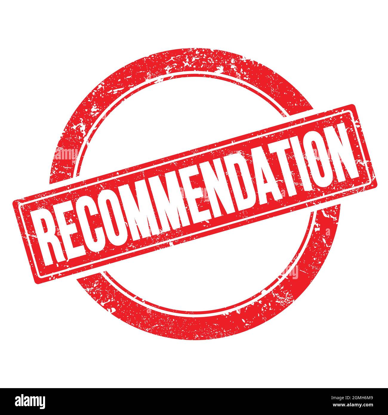 RECOMMENDATION text on red grungy round vintage stamp Stock Photo - Alamy