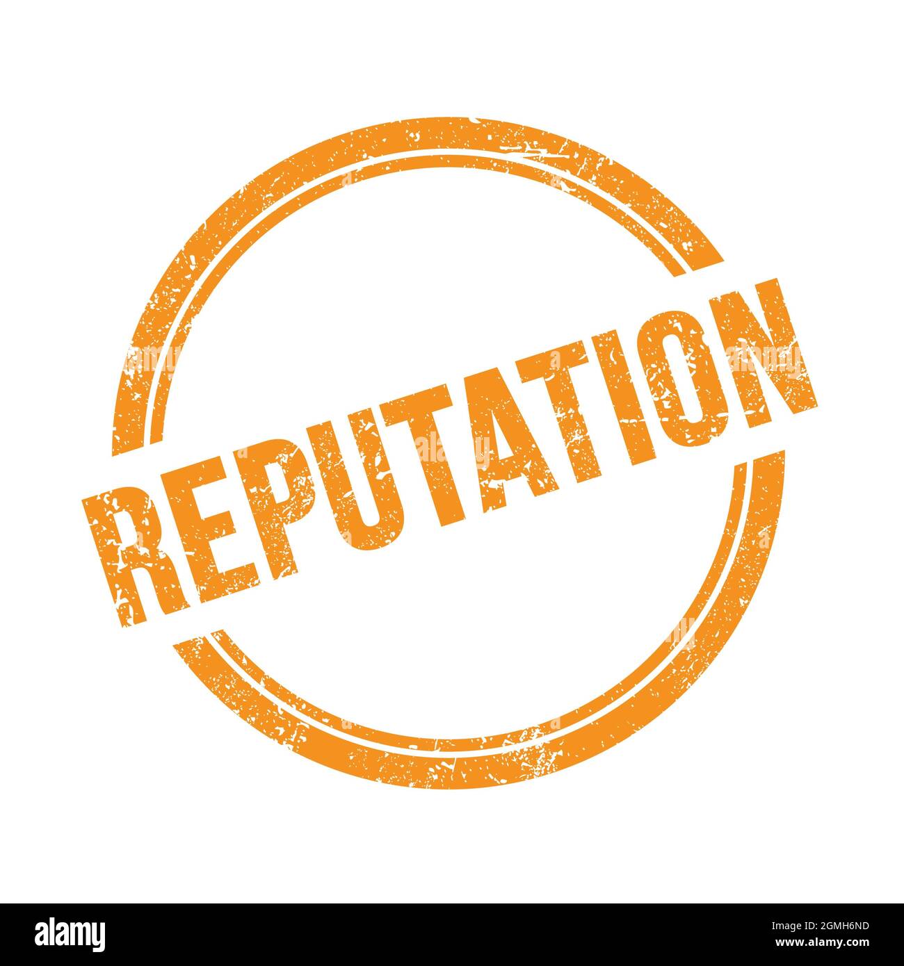 REPUTATION text written on orange grungy vintage round stamp Stock ...