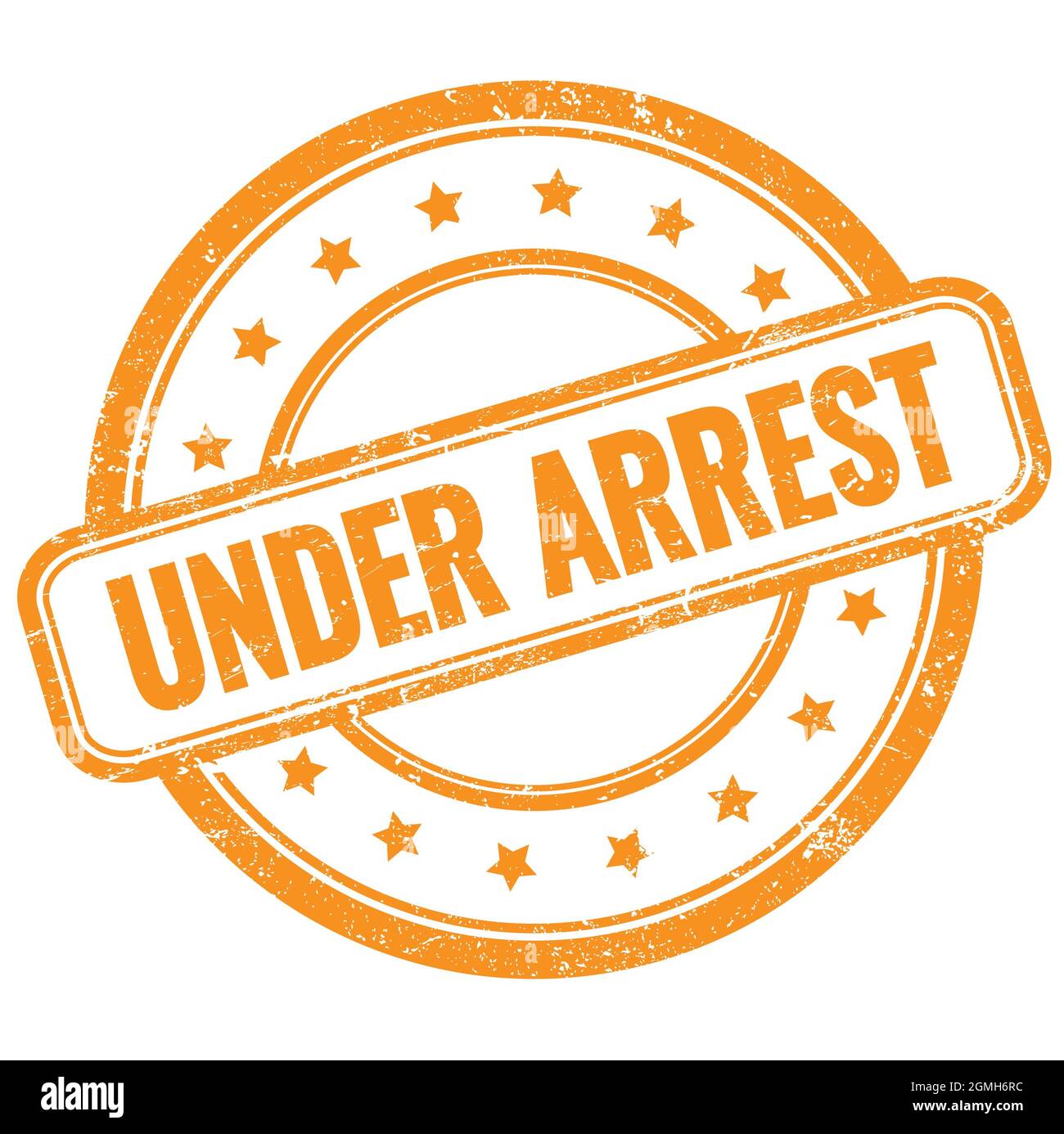 UNDER ARREST text on orange vintage grungy round rubber stamp Stock ...
