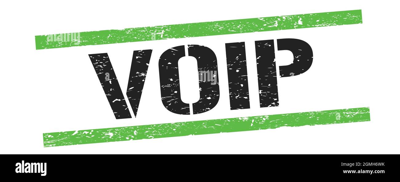 VOIP text on black green grungy lines stamp sign Stock Photo - Alamy