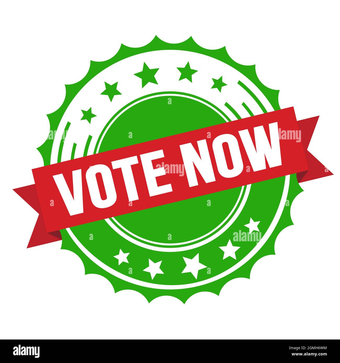 VOTE NOW text on red green ribbon badge stamp Stock Photo - Alamy