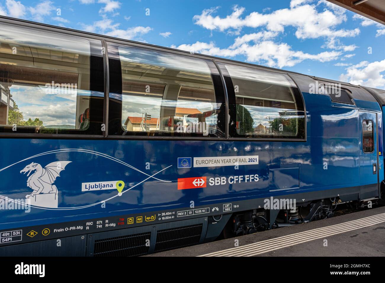 Sibiu city, Romania - 18 September, 2021. Connecting Europe Express ...