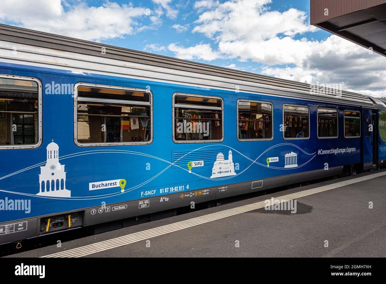 Sibiu city, Romania - 18 September, 2021. Connecting Europe Express ...