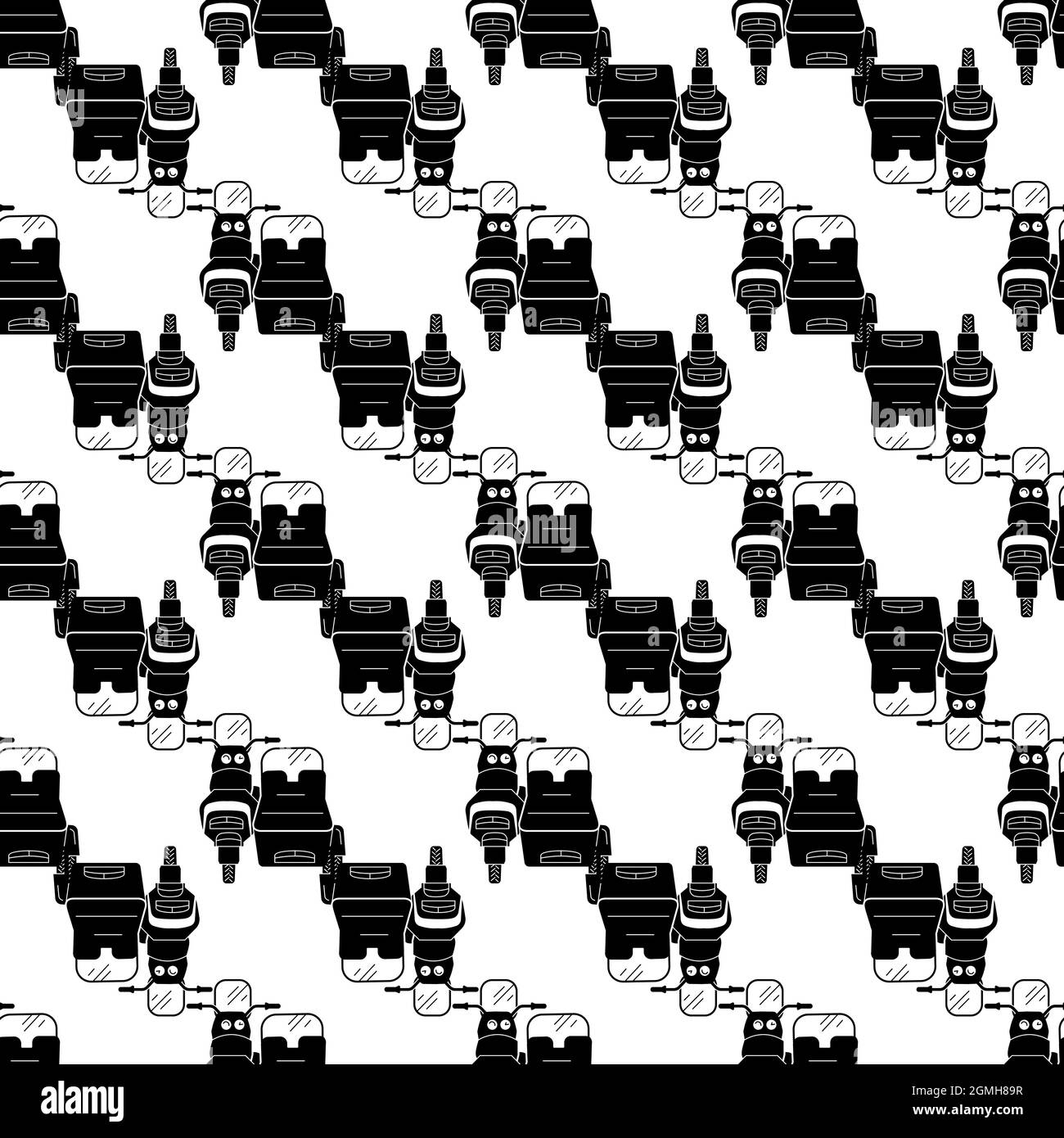 Back of motorcycle with sidecar pattern seamless background texture ...