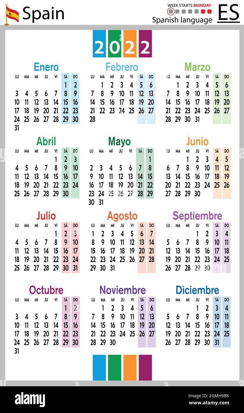 Spanish Calendar 2022 Enero Clipart