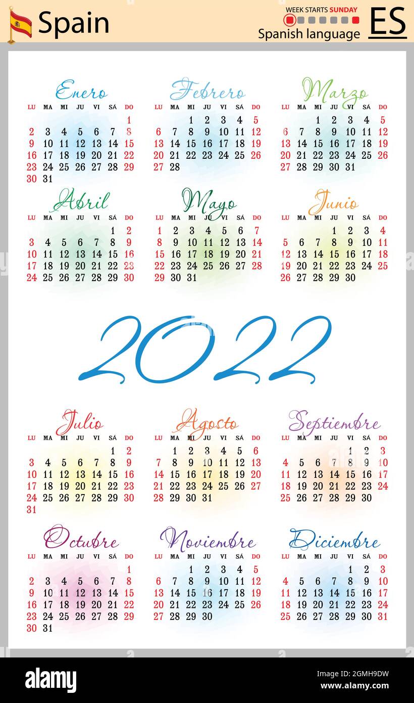 Spanish Calendar 2022 Enero Clipart
