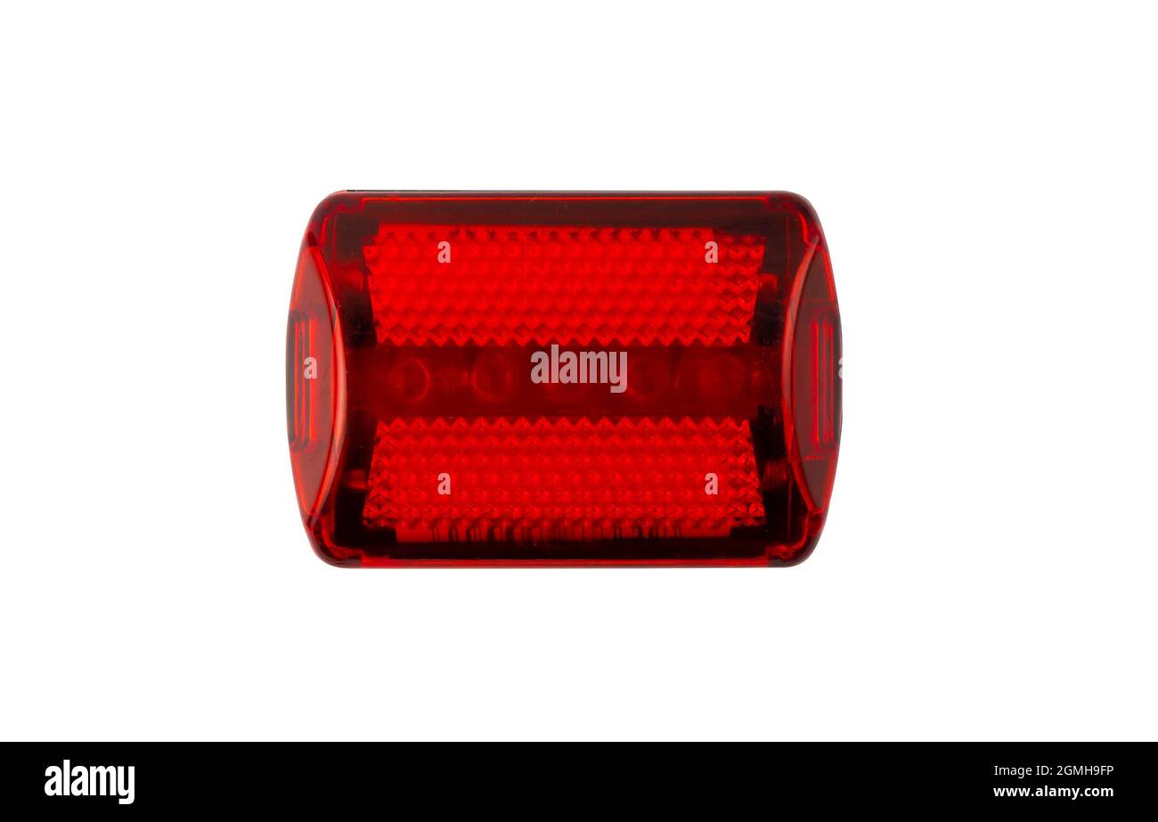 Bicycle stop signal. Red reflector on a white background Stock Photo ...