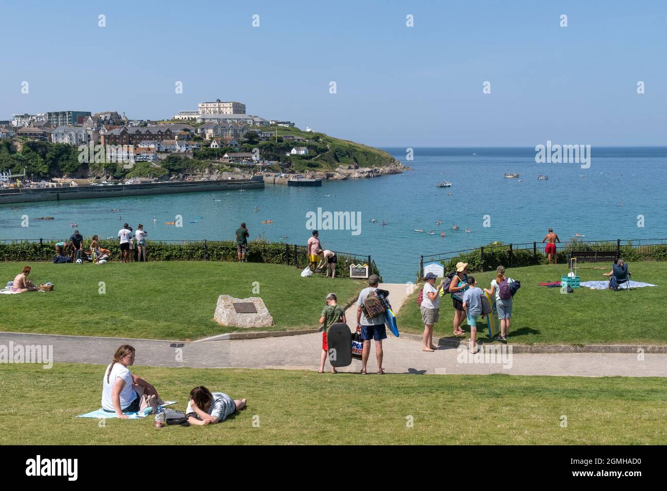 A view from the Killacourt over Newquay Bay to the Atlantic Hotel in ...