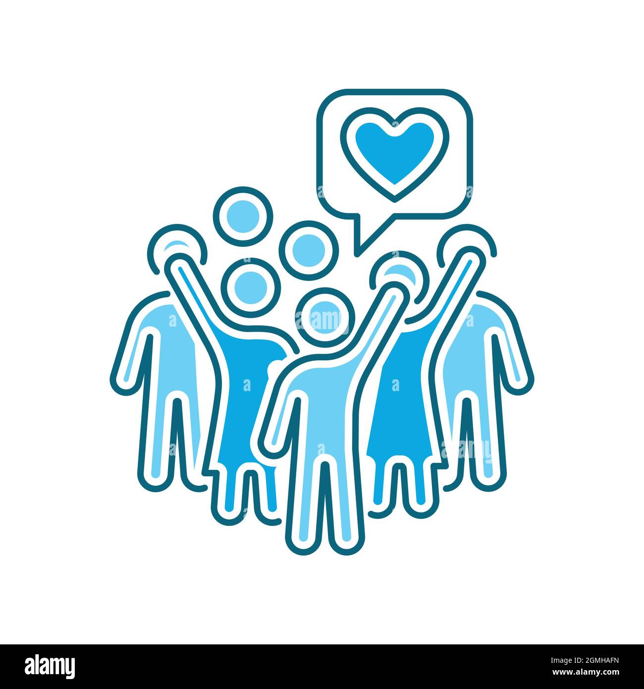 Group of volunteers color line icon. Non profit community. Charity ...