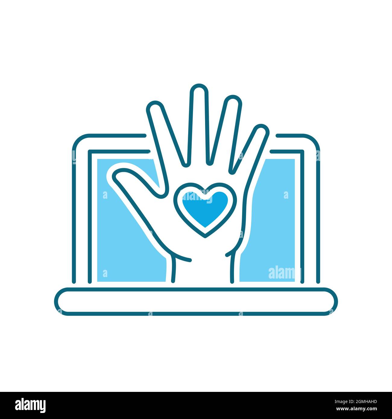 Online charity and volunteering color line icon. Fundraising vector ...