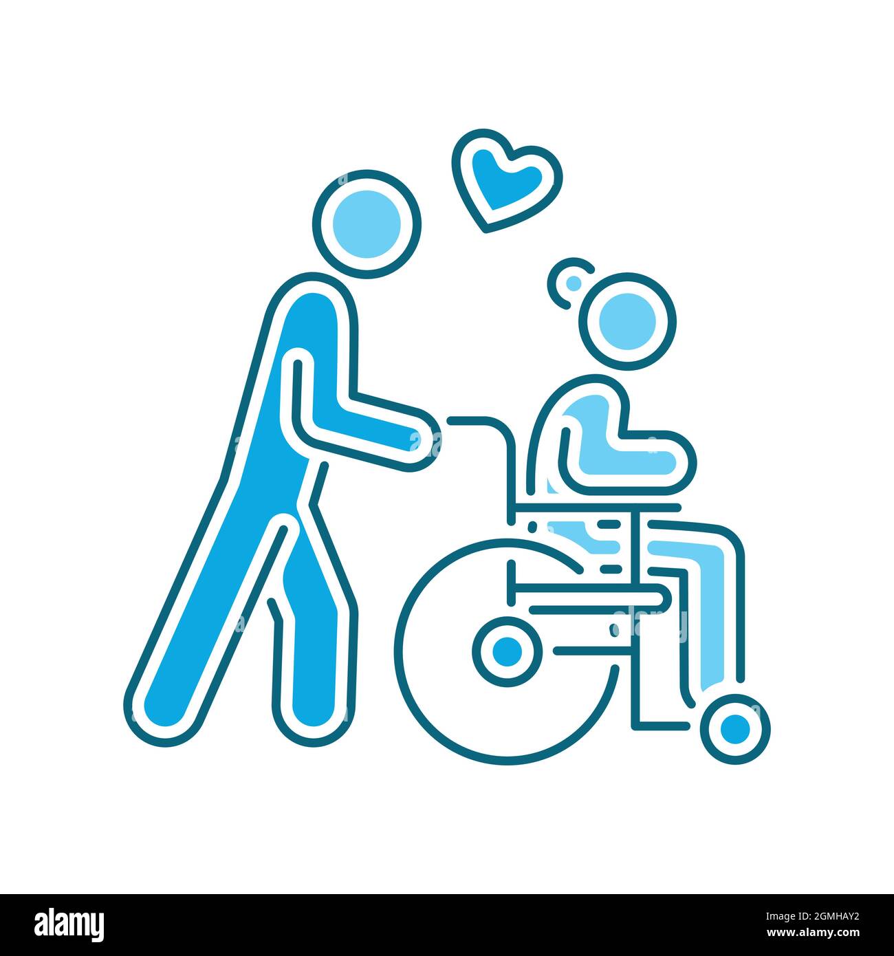 Hospice volunteer color line icon. Palliative help. Outline pictogram ...